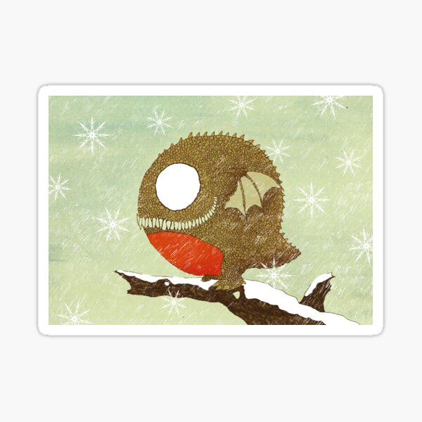 "Winter Red Belly Robin Dragon " Sticker by djrbennett | Redbubble