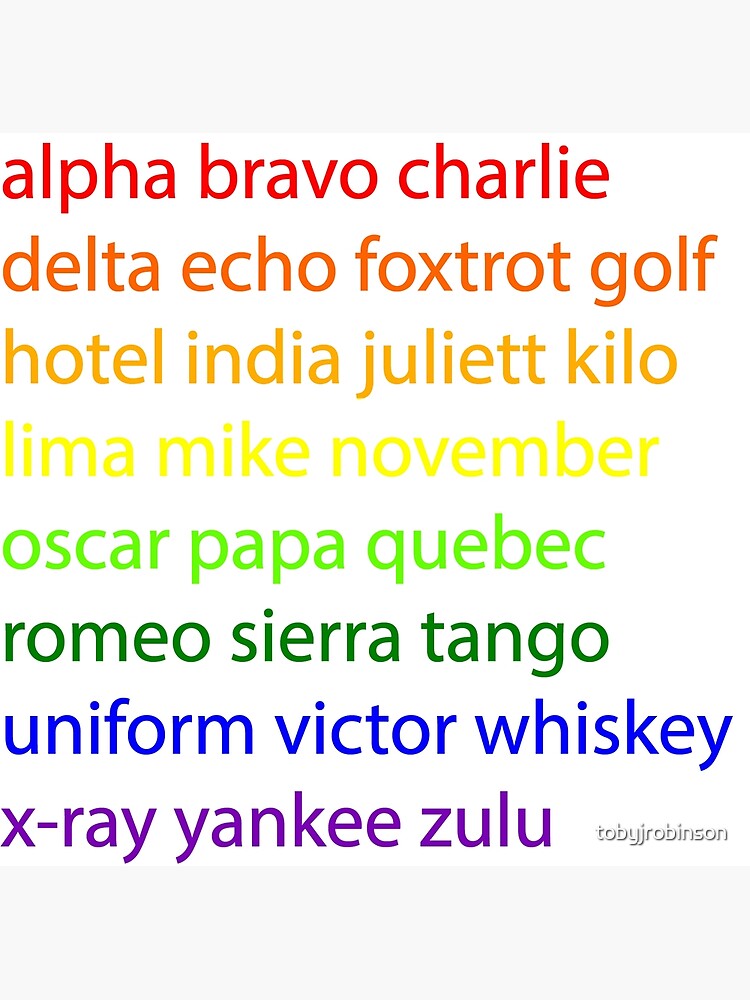 "Romeo Alpha India November Bravo Oscar Whiskey" Photographic Print by ...