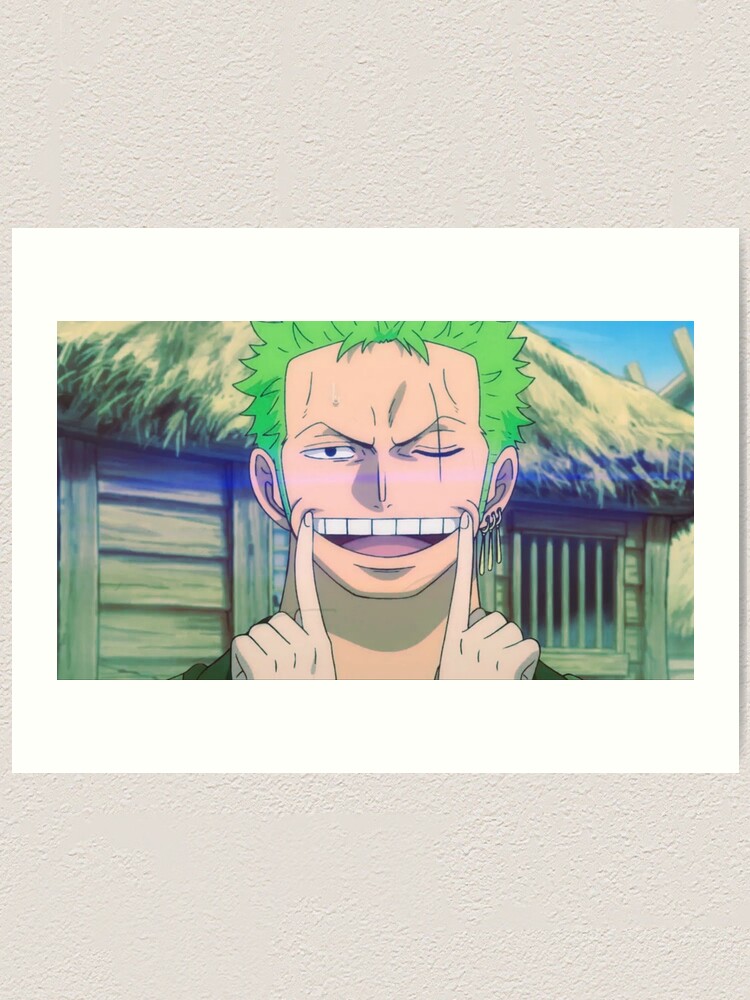 "Zoro Smile Mask Wano - Cyan " Art Print by RedaXis | Redbubble