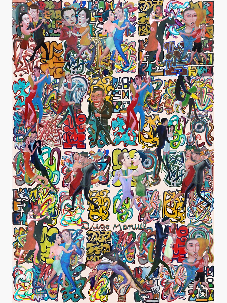"Tango dancers and graffitis 2" Sticker by diegomanuel | Redbubble