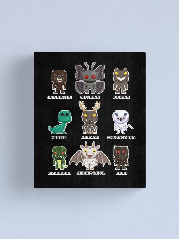 "8-Bit Cryptid Monsters - Cute Sasquatch, Mothman, Dogman, Nessie ...