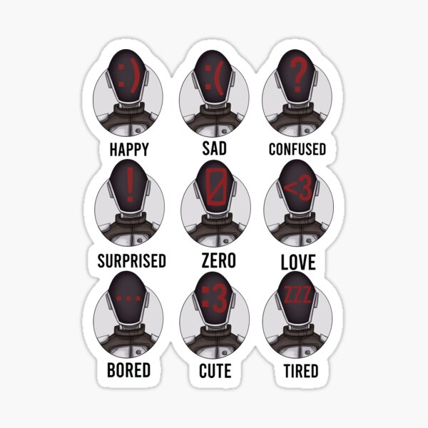 "Borderlands Zer0 Facial Expressions" Sticker for Sale by ...