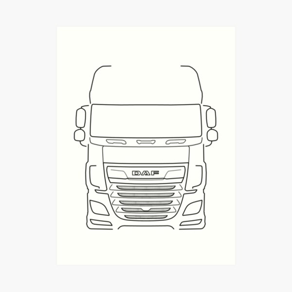 "DAF XF series truck outline graphic (black) " Art Print by ...
