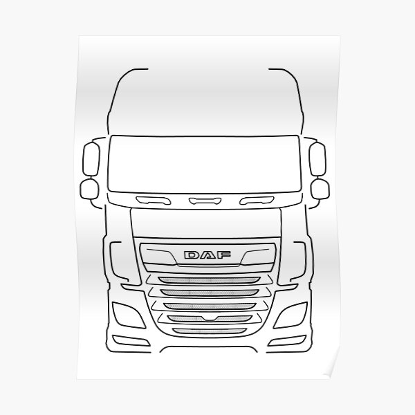 "DAF XF series truck outline graphic (black) " Poster for Sale by ...
