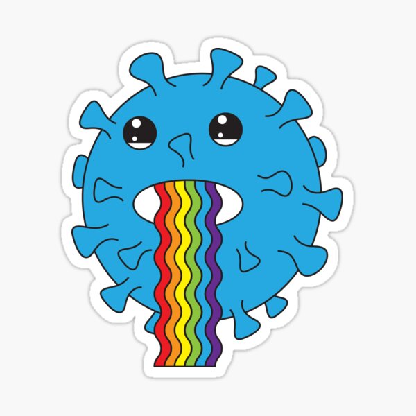 "Corona virus, emoji style (SARS-CoV-2)" Sticker by molekuul | Redbubble