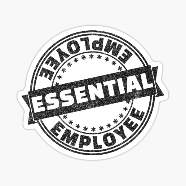 "Certified essential employee" Sticker for Sale by NerdySherds | Redbubble