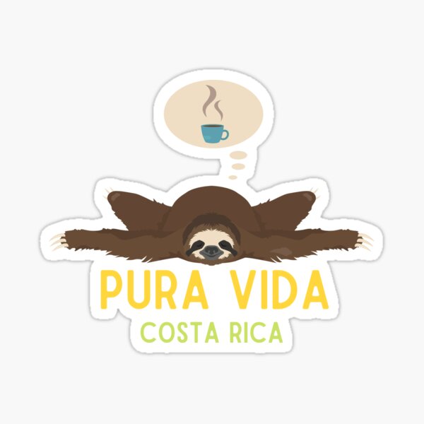 "Costa Rica Pura Vida Sloth" Sticker for Sale by KinkyM | Redbubble