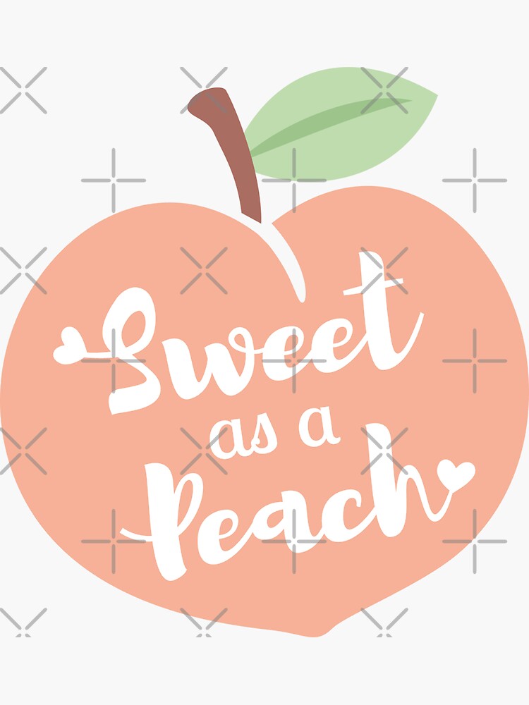 "Sweet As A Peach Typography and Hearts" Sticker by rustydoodle | Redbubble