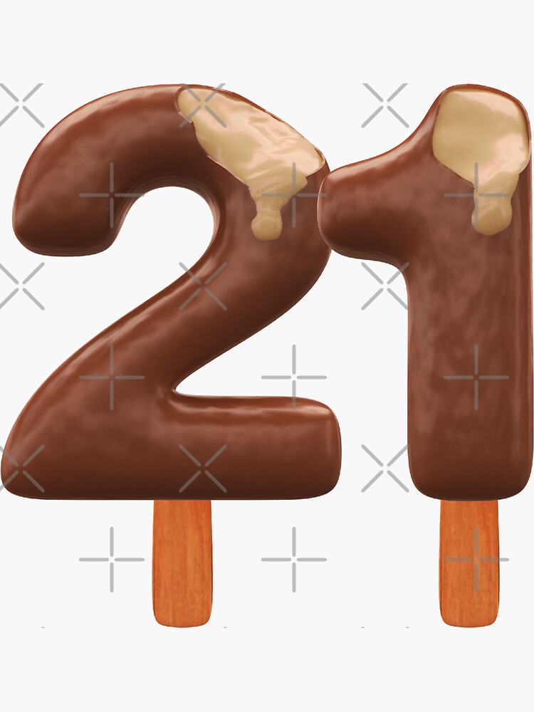 "21 Ice Cream Twenty One Number 3d Chocolate" Sticker by HelloFromAja ...