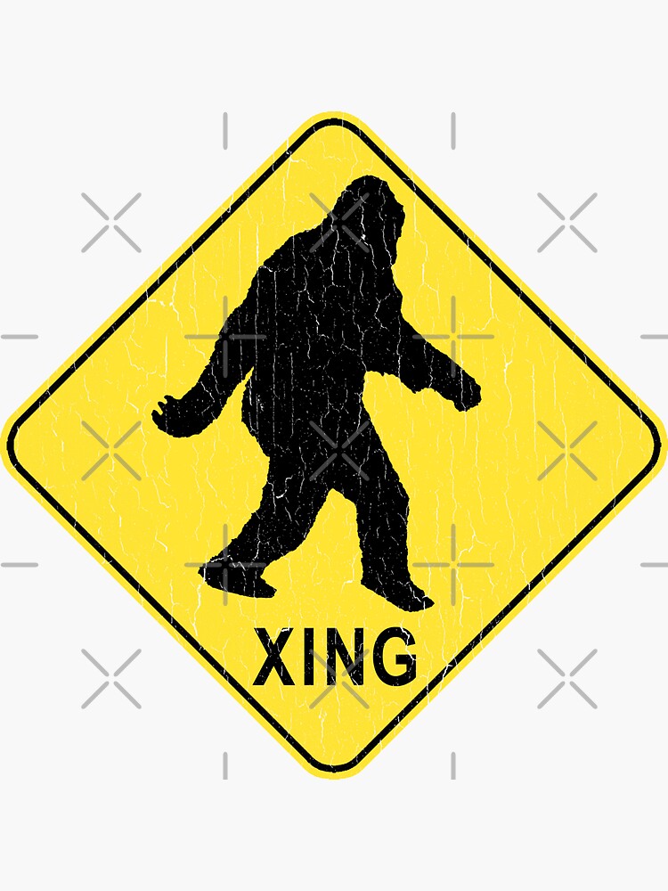 Bigfoot Crossing Sign Vintage Look Sticker For Sale By Robotface