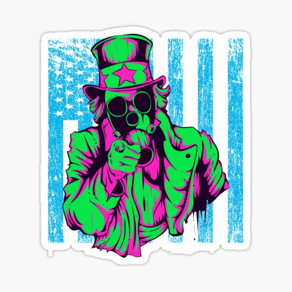 "EDM Techno Trippy Uncle Sam Rave Festival" Sticker for Sale by Utopian ...