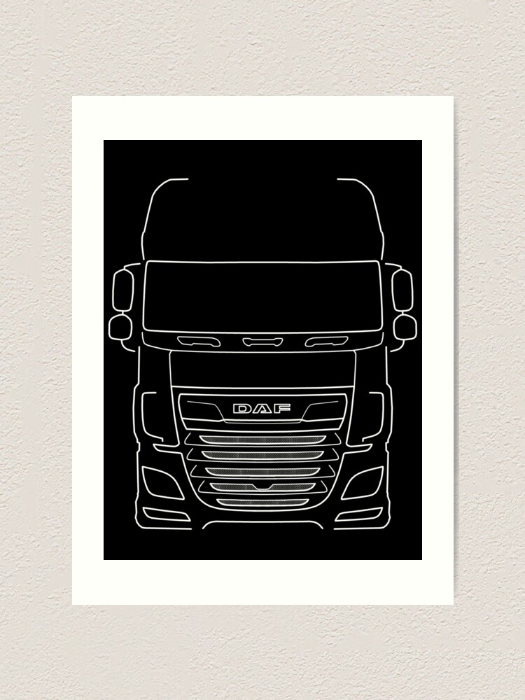 "DAF XF series truck outline graphic (white) " Art Print by ...