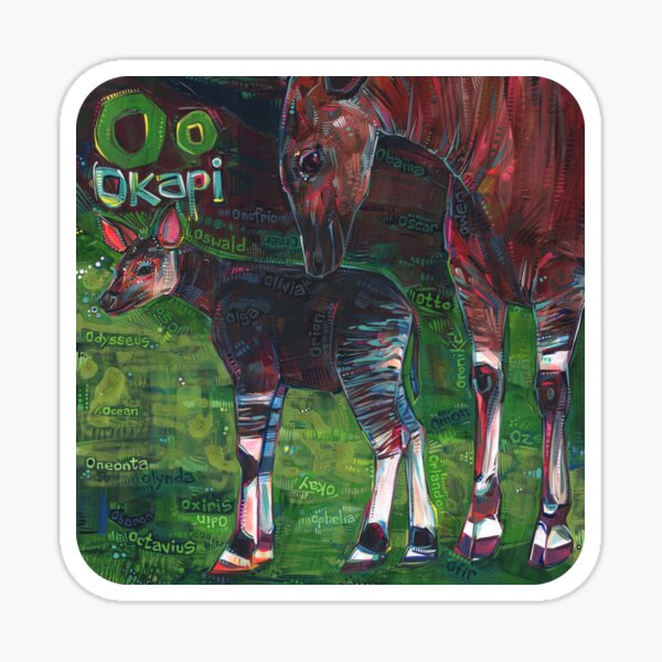 "O Is for Okapi - 2020" Sticker by gwennpaints | Redbubble