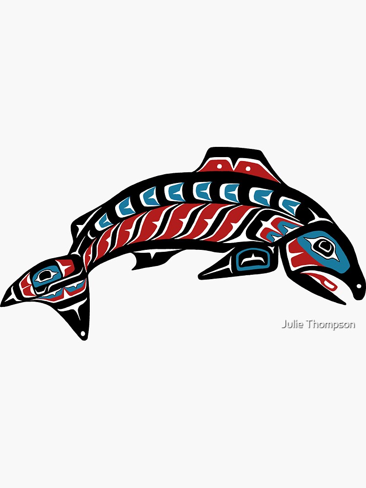 "PNW stylized Alaska Salmon" Sticker for Sale by featherladyJT | Redbubble