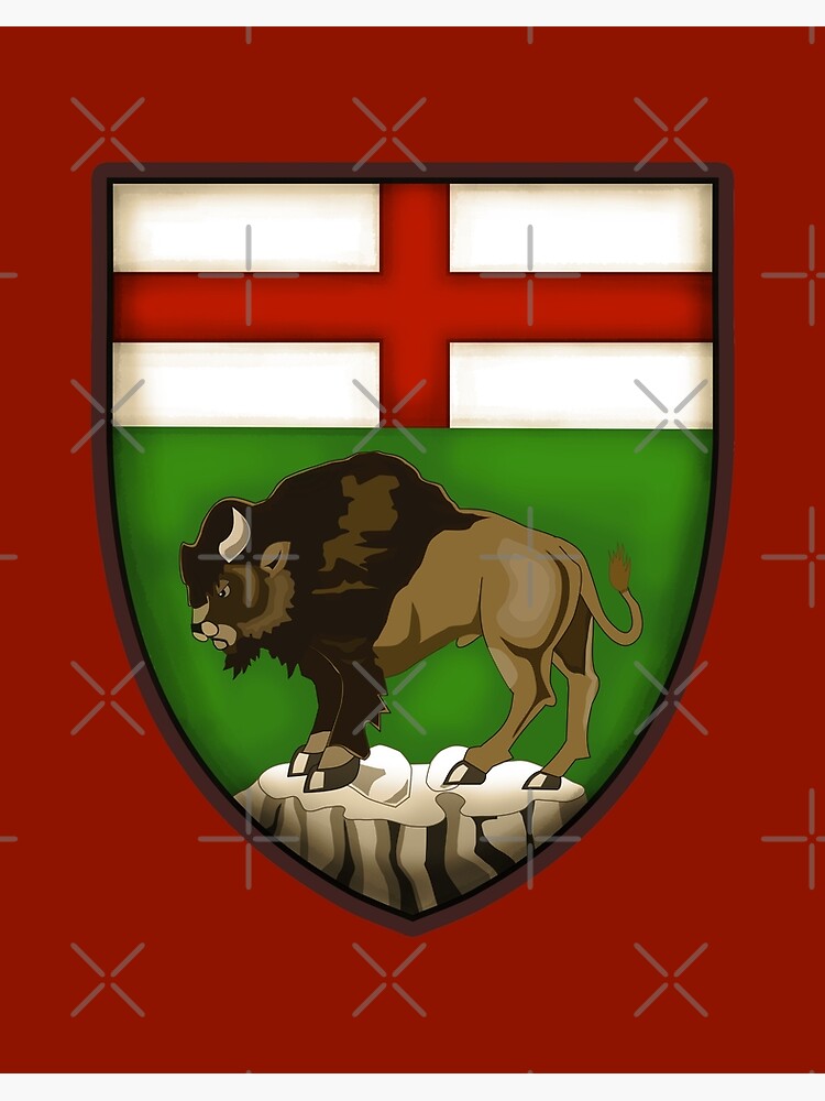 "Manitoba flag Canada Bison Shield Coat of Arms province vintage style ...