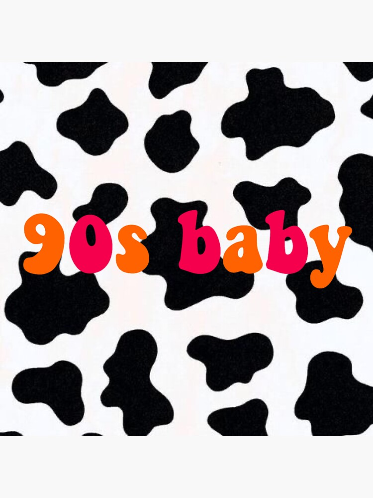 "90s baby cow print " Sticker for Sale by elliebirnie | Redbubble