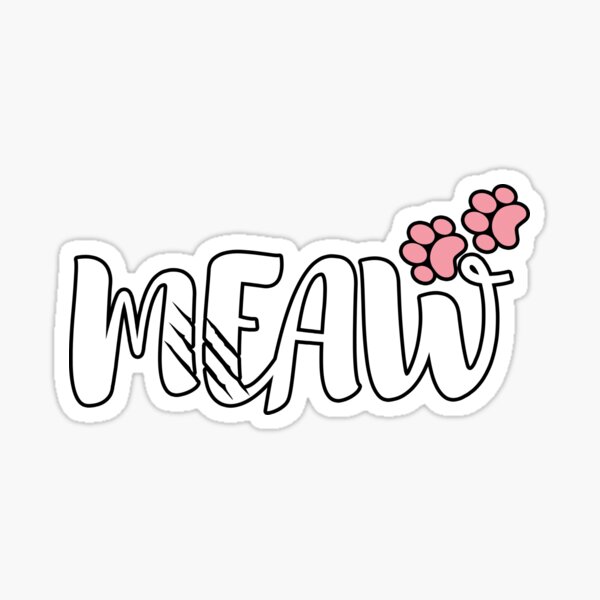 "Meaw Sticker - Cute Funny Cat Sticker - Gift For Cat Lover - Cat Gift ...