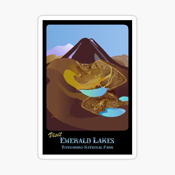"Emerald Lakes Vintage Poster" Sticker for Sale by junglequeen | Redbubble