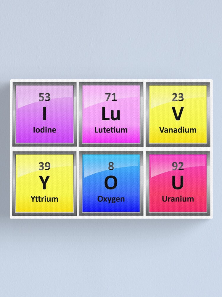 "I LuV YOU in Periodensystem-Elementsymbolen" Leinwanddruck von ...