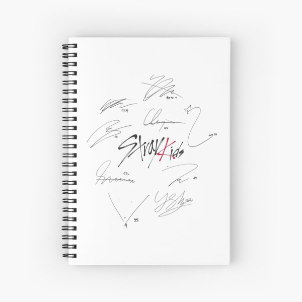 "Stray Kids ot9 - Signatures (white)" Spiral Notebook for Sale by Joya ...