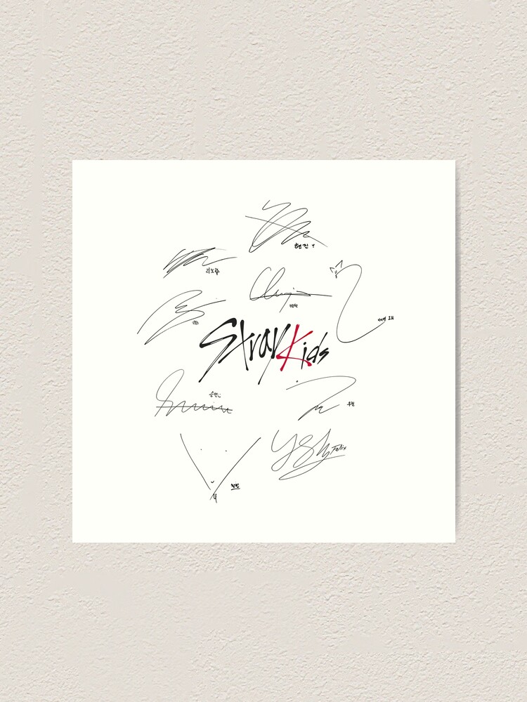 "Stray Kids - Logo with Signatures (white)" Art Print by joyahatim ...
