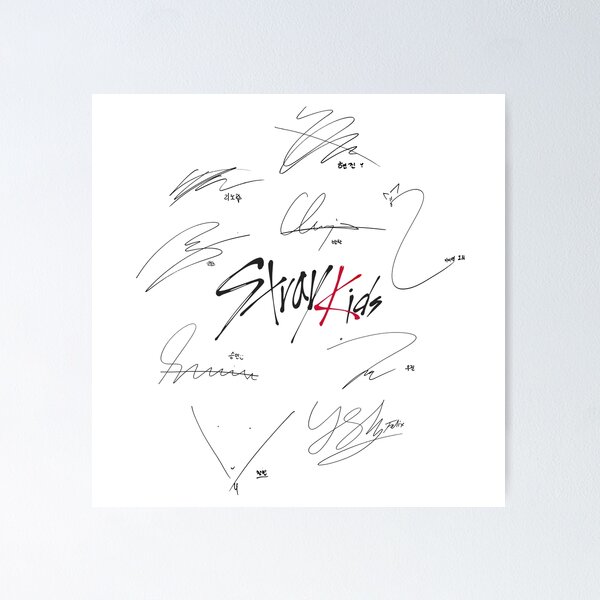 "Stray Kids ot9 - Signatures (white)" Poster for Sale by Joya Hatim ...