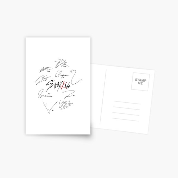 Postal «Stray Kids ot9 - Firmas (blanco)» de joyahatim | Redbubble