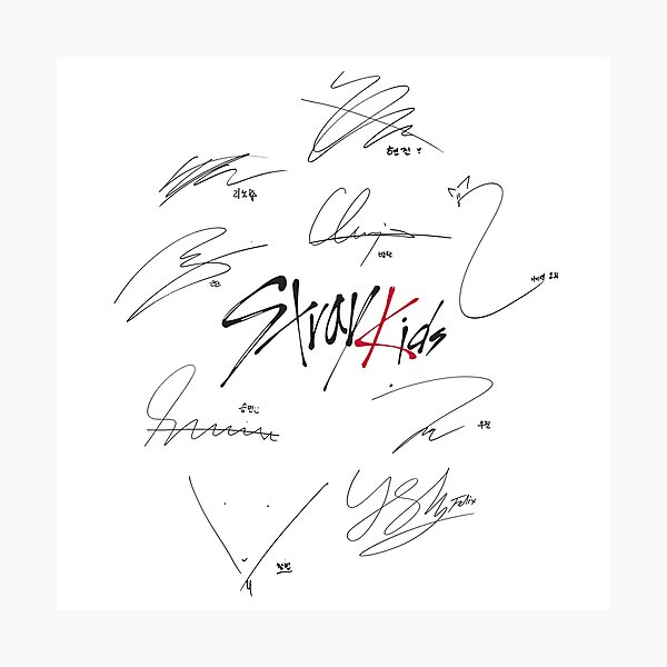 Lámina fotográfica «Stray Kids - Logotipo con firmas (blanco)» de ...