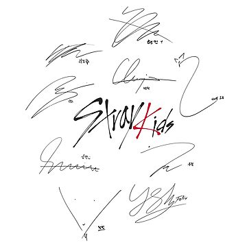 "Stray Kids ot9 - Signatures (white)" Spiral Notebook for Sale by Joya ...