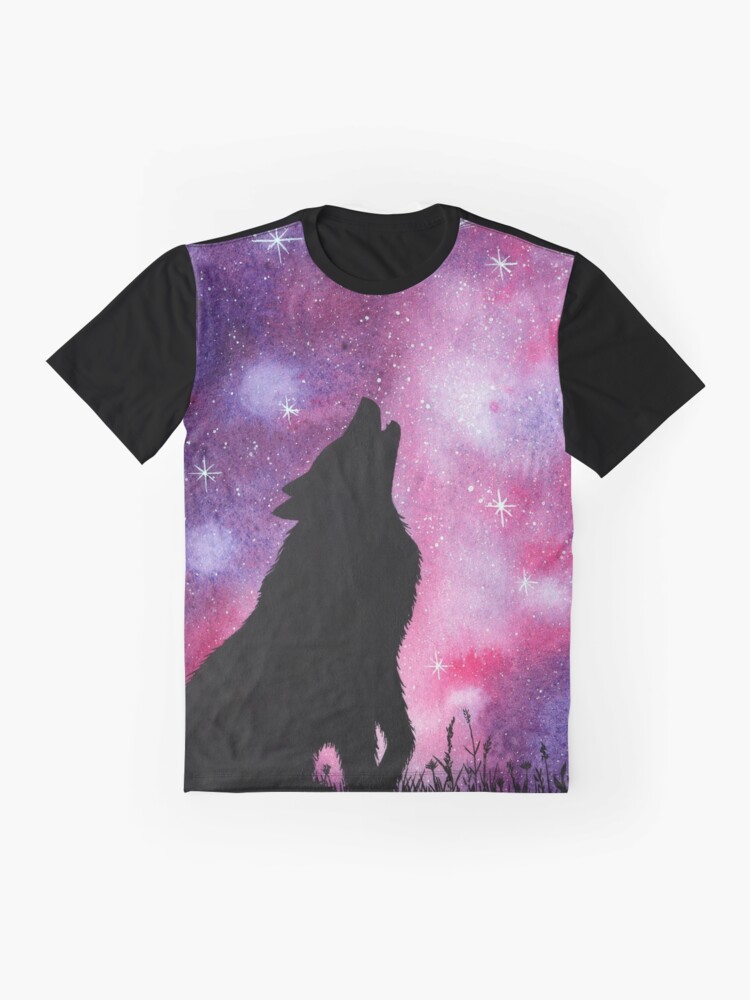 "Howling Wolf Galaxy Night Sky Watercolor" T-shirt for Sale by ...