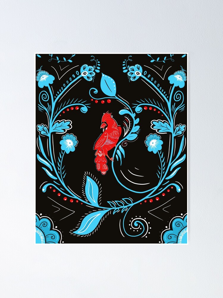"Cardinal folk art" Poster by mmccandle | Redbubble