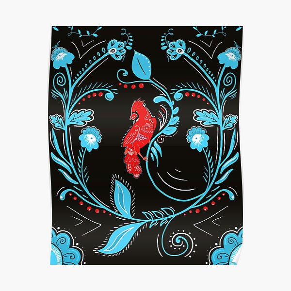 "Cardinal folk art" Poster by mmccandle | Redbubble
