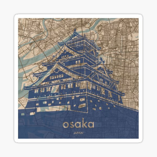 "Map + Silhouette | Osaka" Sticker for Sale by CPTVDesign | Redbubble