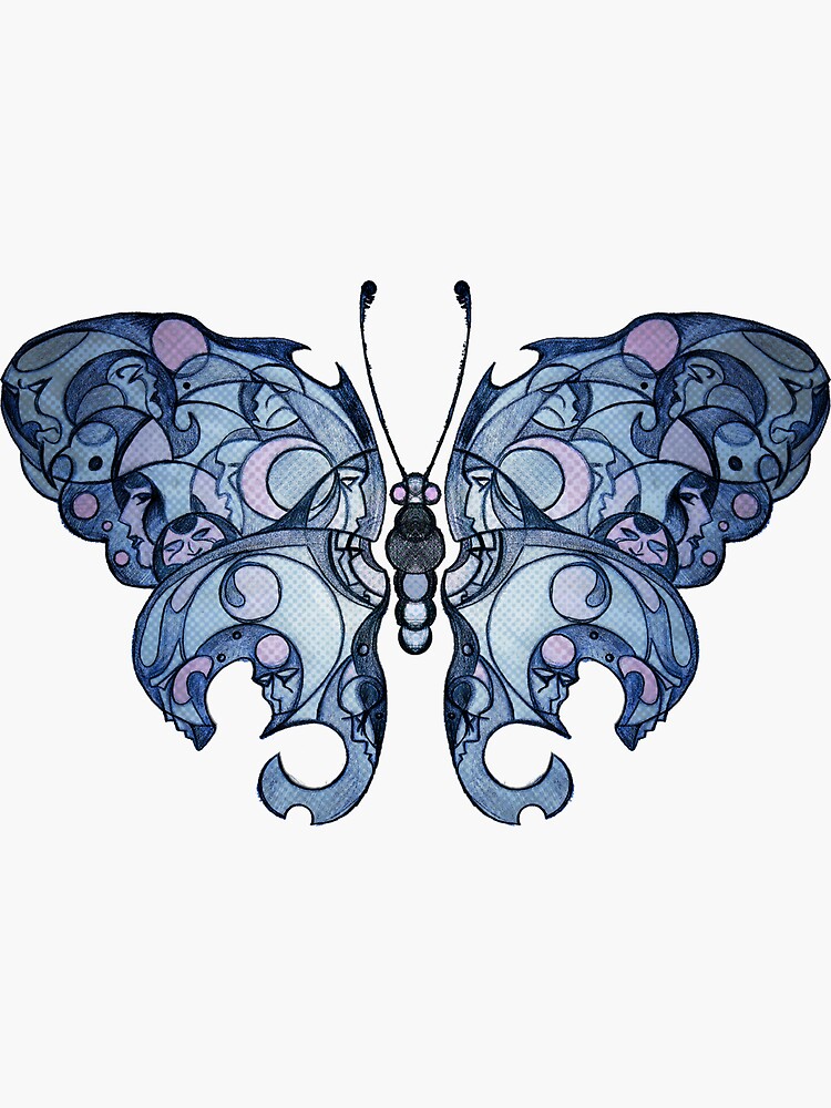 "Butterfly Design with Faces Inside (Unity Butterfly) " Sticker for ...