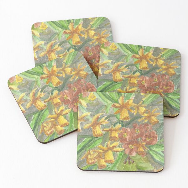 "Daffodils and polyanthus in Keswick - Extra Large" Coasters (Set of 4 ...
