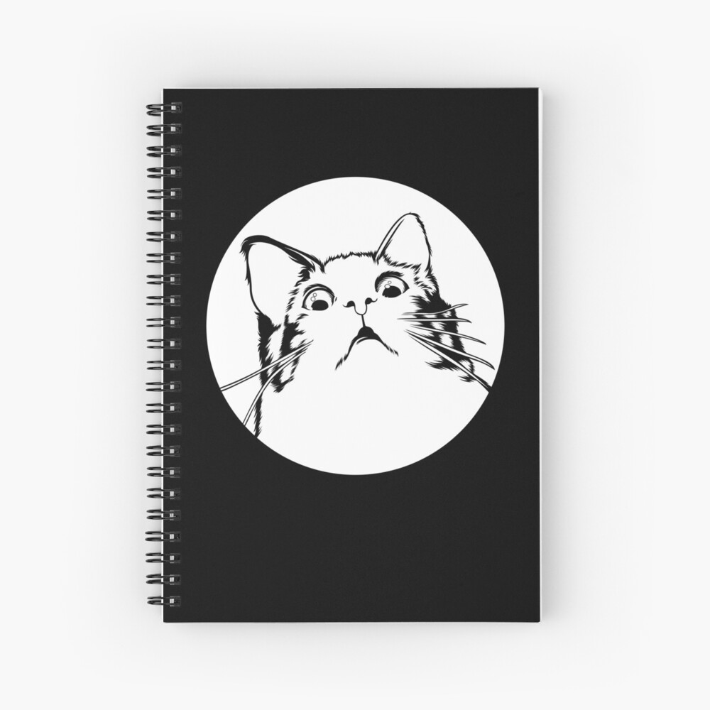 "Surprised Shocked Cat Funny Internet Meme" Spiral Notebook for Sale by ...