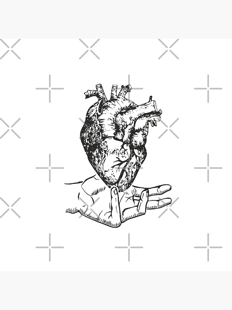 Hand Holding Human Heart Drawing