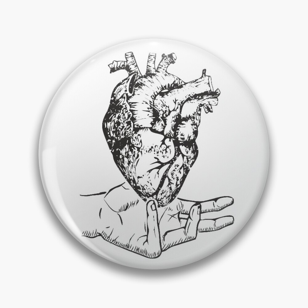 Hand Holding Human Heart Drawing