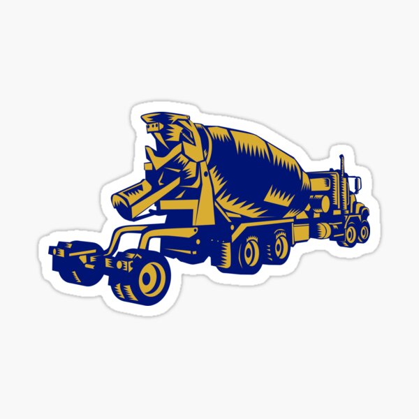 "Cement Truck Rear Woodcut" Sticker by patrimonio | Redbubble