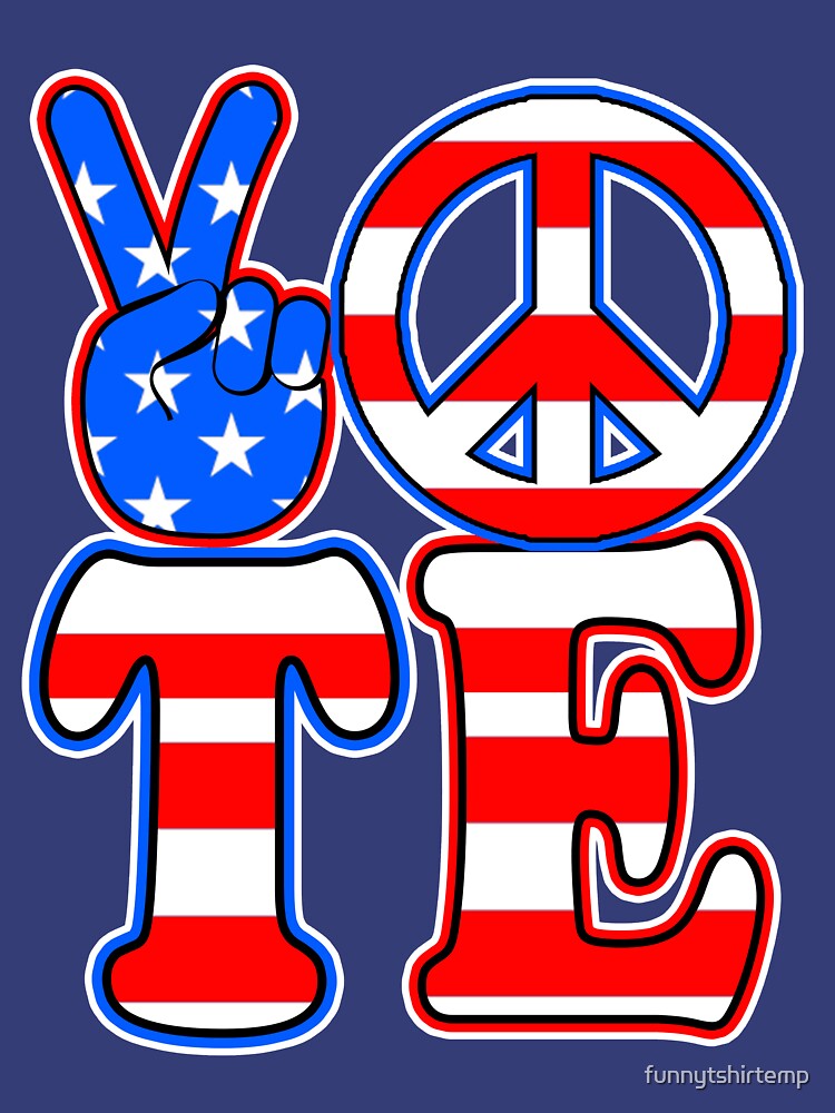 "Vote 2020 Election Vintage Stars and Stripes Peace Sign" T-shirt by ...
