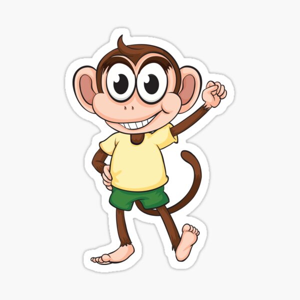 "Funny cute cartoon monkey" Sticker by amrmab | Redbubble