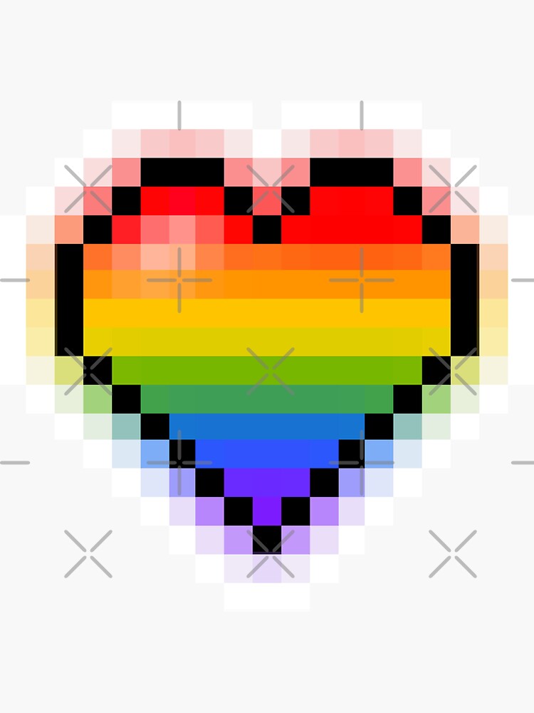 "Pixel Art Rainbow Heart" Sticker for Sale by NYXFN | Redbubble