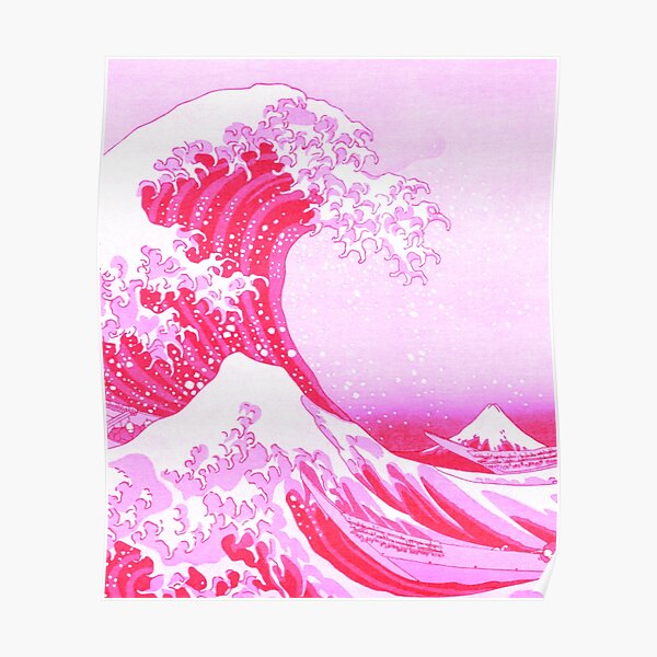 "Kanagawa Japanese Art The Great Wave Pink" Poster by candymoondesign ...
