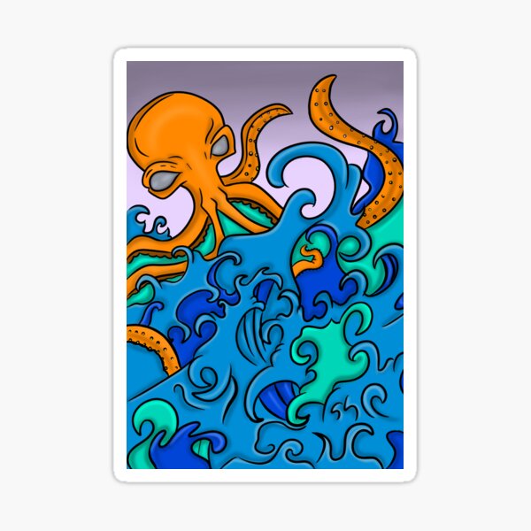 "tsunami" Sticker by Ajewing | Redbubble
