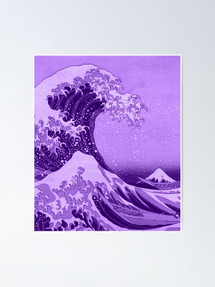 "Kanagawa Japanese Art The Great Wave Purple Pastel" Poster for Sale by ...