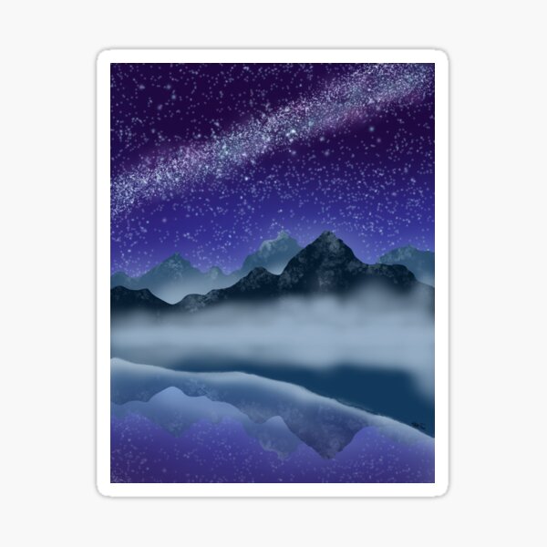 "Starry Night Mountainscape" Sticker for Sale by KassieFoxx | Redbubble