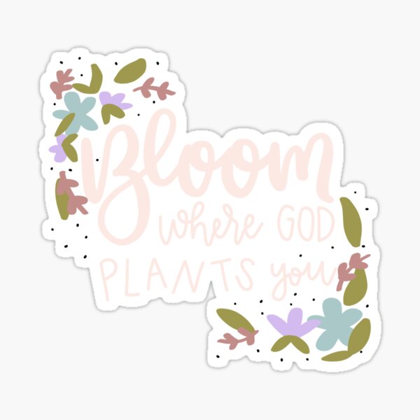 "Bloom Where God Plants You" Sticker by cassburns | Redbubble