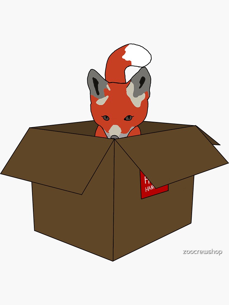 "Fox in a Box" Sticker for Sale by zoocrewshop | Redbubble