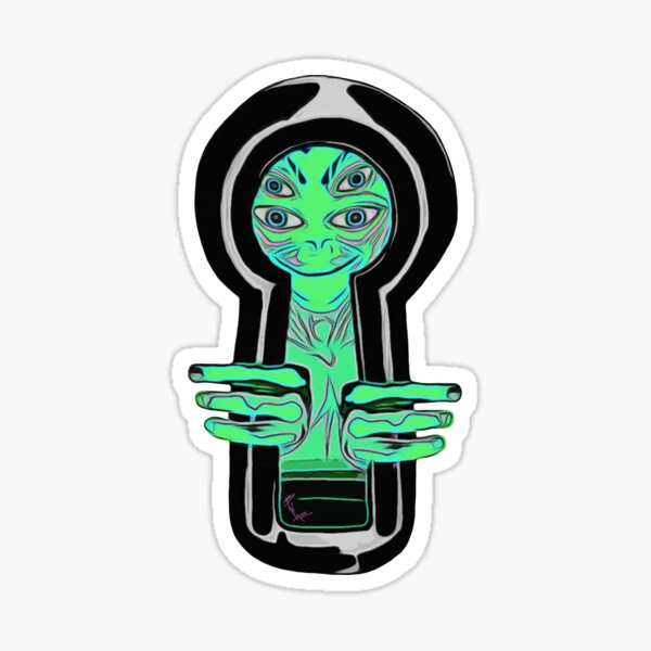 "Alien looking through the keyhole " Sticker for Sale by bdub78 | Redbubble