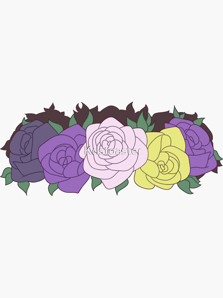 "Nonbinary Pride Flower Crown" Sticker by Kristoaster | Redbubble